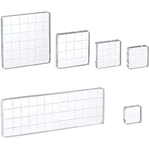 Whaline 6 Pieces Acrylic Stamp Block Clear Stamping Tools Set with Grid Lines for Scrapbooking Crafts Card Making, Assorted Sizes
