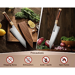 XINZUO 8 Inches Japanese Kiritsuke Chef Knife, Super ZDP-189 Steel Knife, Professional Cooking Knife for Chefs&Home, 67HRC, Ergonomic Octagonal Handle with Desert Ironwood