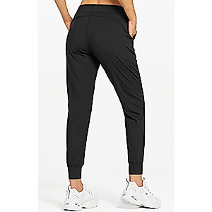 Libin Women's Joggers Pants Athletic Sweatpants with Pockets Running Tapered Casual Pants for Workout,Lounge, Black L