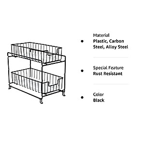 SUFAUY Pull-Out Sliding Drawer, 2 Tier Cabinet Organizer Metal Basket for Countertop Bathroom Storage, 123456