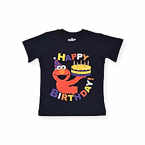 Sesame Street Elmo Boys’ Happy Birthday Short Sleeve T-Shirt for Infants and Toddlers - Navy