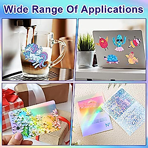 72 Sheets Holographic Sticker Paper with Gem Star A4 Size Printable Holographic Laminate Sheets Vinyl Star Sticker Paper Self Adhesive Waterproof for Ink Jet Laser Printer, 8.27" x 11.7"