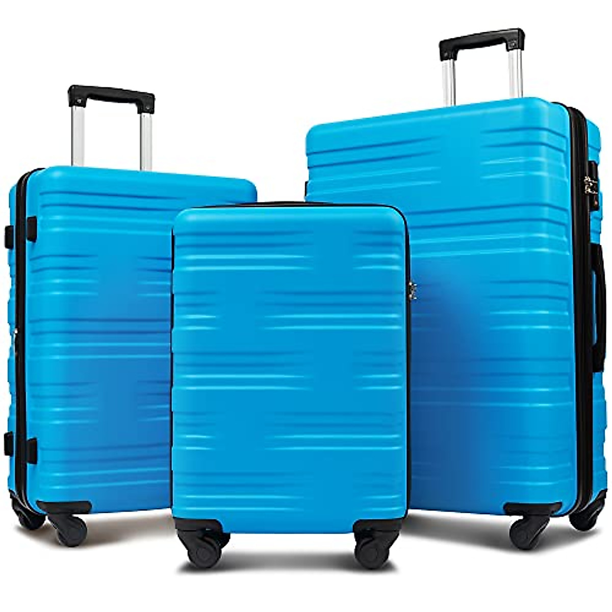 Merax Luggage Sets TSA 3 Piece Spinner Suitcase Lightweight 20 24 28 inch (Elegant blue)