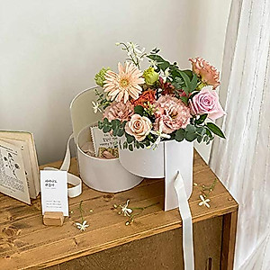 Tbrand BBJWRAPS Flower Box with Lid for Arrangements,Double Layers Rotating Drawer Luxury Round Flower Bouquet Gift Boxes Packaging,1 Set,7.5 inch (D) x 6.5 inch (H) (White)