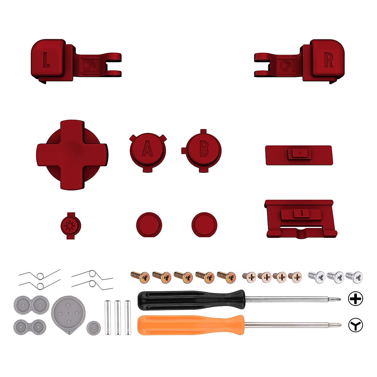 eXtremeRate Scarlet Red Custom Full Set Buttons for Gameboy Advance SP, Replacement A B L R Button Power On Off Volume Button D-pad Key for GBA SP Console - Console NOT Included