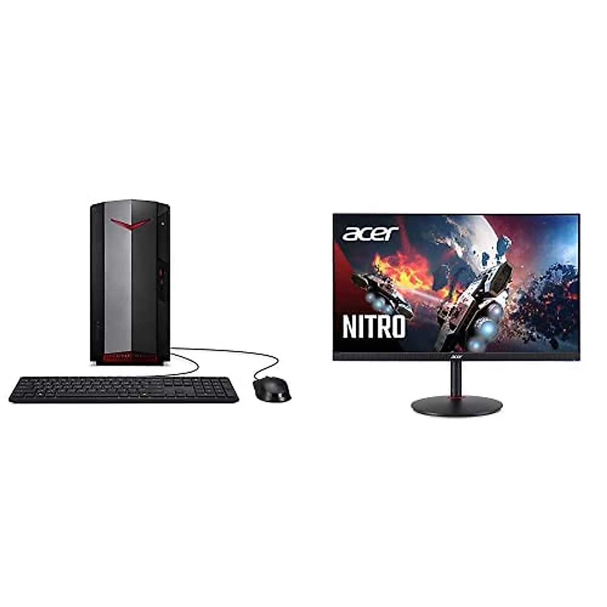 Acer Nitro 50 N50-640-UA91, 12th Gen Intel Core i5-12400F, NVIDIA GeForce GTX 1650, 8GB DDR4, 512GB SSD, Wi-Fi 6E, Windows 11 Home Nitro XV272U Vbmiiprx 27" WQHD IPS, Overclock to 170Hz