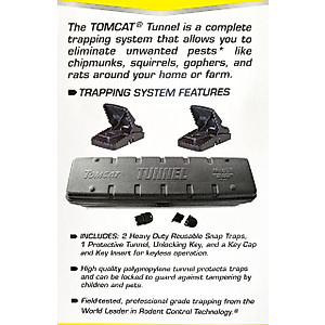 Tomcat Motomco Tunnel Trapping System - Full CASE Bait Station and Trap Station Includes 8 Individual Reusable Snap Traps | 4 Individual Tunnels in Set | Made in USA