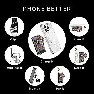 PopSockets: Phone Wallet with Expanding Grip, Phone Card Holder, Wireless Charging Compatible, Wallet for MagSafe - Floral Bohemian