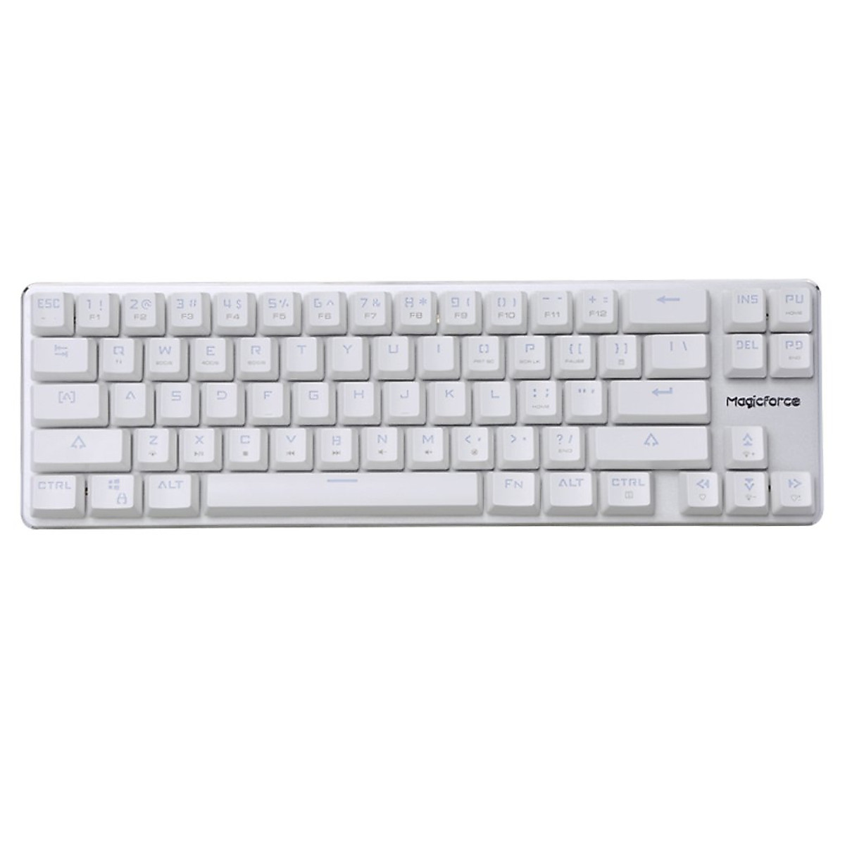 Qisan Happy Deals 10% Discount off Mechanical Keyboard Gaming Keyboard Blue Switch 68-Keys Mini Design (60%) Gaming Wired Keyboard White Silver Magicforce