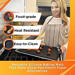 Beckon Ware | USA | Multi-Use Oven Safe Baking Mat & Splatter Screen for Frying Pan - 17.5 x 12 Inch