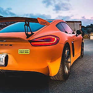 3PCS Student Driver Magnet for Car, 3.5 * 9" Upgraded Reflective Red Font Student Driver Safety Sign Magnet Vehicle Bumper Magnetic Sticker for New Drivers, Beginner, Car Accessories (Black/Red-1)