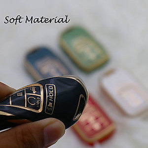 WSAuto for Honda Key Fob Cover Soft 4 5 Buttons TPU Protection Key Case Shell with Fashion Gold Bling Keychain Compatible with Civic Accord Pilot CRV HRV CRZ Fit Odyssey Ridgeline JED Crosstour Black