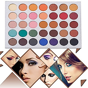 35 Colors Eyeshadow Palette with 7Pcs Makeup Brushes Set, All in One Makeup Kit Matte Shimmer Pigmented Eye Shadow Pallete Waterproof Powder Natural Nude Naked Smokey