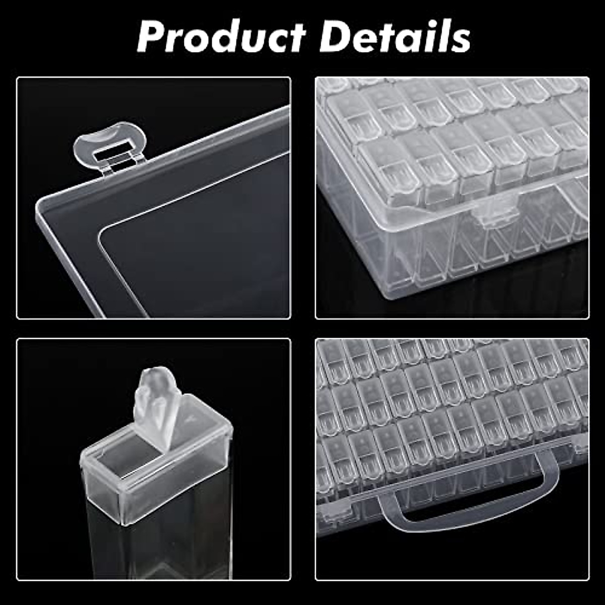 LEMESO 64 Grids Diamond Painting Bead Storage Individual Bead Containers with Label Sticker for Jewelry, Rhinestones, Seed, DIY Craft Supplies