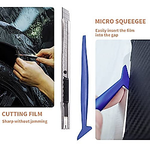 Auto Window Tint Film Tool Kits Include Vinyl Wrap Felt Squeegees with Spare Fabric Felts, Micro Squeegees, Vinyl Graphic Magnet Holders, Gloves, Cutter Knife, Utility Knife and Blades