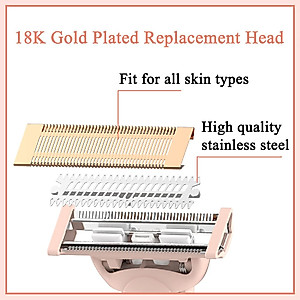 Razor Replacement Heads Compatible with Flawless Nu Razor, Rose Gold Plated Body Replacement Head with Covers, Hair remover Replacement Head Compatible with Finishing Touch Razor for Women (2 Count)