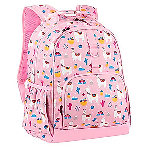 Choco Mocha Llama Backpack for Girls Preschool Backpack for Girls Pre Kindergarten Backpack for Kids 15 inch Backpack for Girls Pre K Daycare Alpaca Bookbag 3-4 3-5 4-6 with Chest Strap Pink