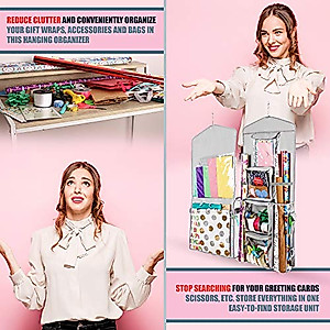 Regal Bazaar Double-Sided Hanging Gift Bag and Gift Wrap Organizer (Light Grey)