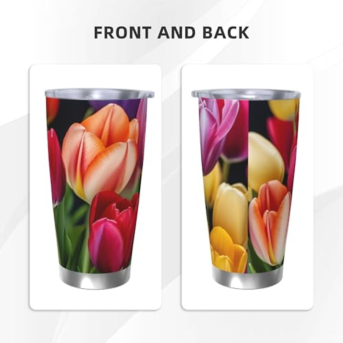 Flower Tumbler with Lid and Straw 20oz Stainless Steel Car Cup for Hot and Cold Drinks, Double Wall Insulated Travel Coffee Mug Reusable Drink Thermos Cup Birthday Gifts