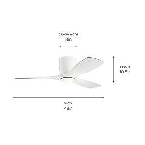 Kichler 300032SBK Volos, 48'' Ceiling Fan with LED Lights & Wall Control, Satin Black