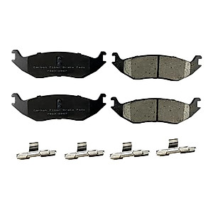 WEIZE Rear Truck & Tow Brake Kit, Carbon Fiber Ceramic Brake Pads & Drilled/Slotted Brake Rotors, Fit for Dodge Ram 1500 Durango Aspen, 13.86" 5 Lug Rear Brake Discs