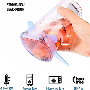 Flexible Silicone Stretch Lids Round Reusable Food Covers for Bowl Cup Dish Silicone Food Wrap Food Grade 6pcs (Blue)