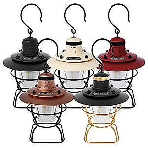 USB Recharging Super Bright Retro Campsite Lantern Outdoor Camping Hiking Fishing Tent Night Light Lamp Stepless Dimming 3 Modes Adjustable Waterproof (Gold & Black)