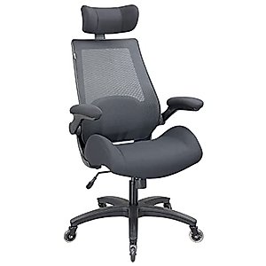 BOLISS Office Chair,with Thicken Seat Cushion Waist Support Adjustable Headrest Flipped Arms Erogonomic Office Desk Chair,Suilt for Home and Office-Black