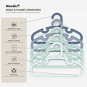 Recycled Plastic Kids Hangers | 13.5" Heavy Duty Big Kids Plastic Hangers | Bulk Pack Childrens Hangers Plastic, Large Toddler Hangers for Clothes | Child Size (2-12yrs | 50 Pack, Blues)