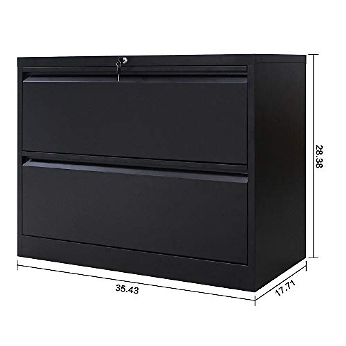 ANRYAGF 2 Drawer File Cabinet with Lock Metal Filing Cabinets for Home Office Black Lateral File Cabinet 2 Drawer Storage Cabinet for Letter/A4/F4 Size Files Anti-tilt 35.43"x 17.72"x 28.39" Vertical