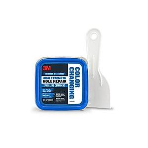 3M High Strength Spackling Compound 12 oz. and Putty Knife, Color Changing, Applies Blue, Dries White, Ideal for Use on Drywall, Plaster, Stoccu and Wood, Easy Interior and Exterior Repairs (CC-SIOC)