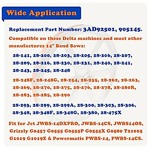 2 Pack Urethane Band Saw Tires, 905145 Band Saw Tires Replace for 14" Delta 905145 Craftsman 3AD92501 Band Saw Including Jet Grizzly, & Powermatic —No Adhesive Needed