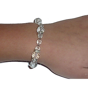 Hidden Hollow Beads Crystal Stretch Charm Bracelet, Women’s Message Dangle, Comes Packaged In A Beautiful Gift Bag (I Am With You Always)