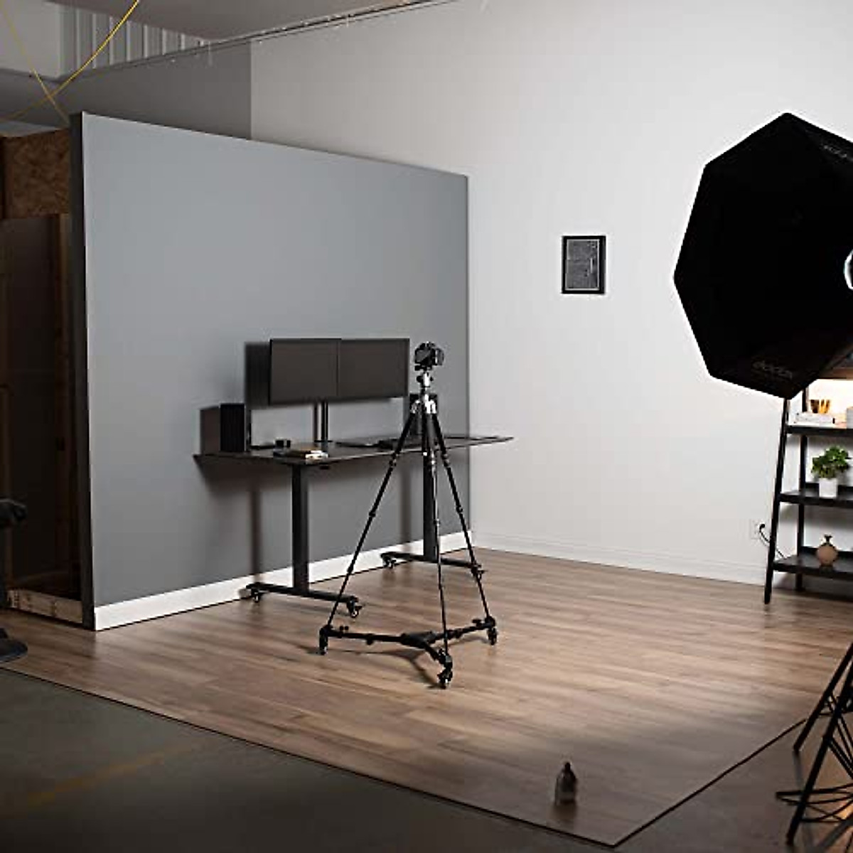 VIVO Universal Heavy Duty Mobile Tripod Trolley Designed for DSLR Cameras, Videos, Studio Lights, Adjustable Professional Tripod Dolly with Wheels, Black, CART-CAM1