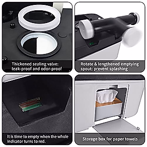 Mupera Outdoor Portable Toilet - Upgraded Portable Camping Toilet, 6.4 Gallon Waste Tank, Double-outlet Anti-leak with Level Indicator Travel RV Potty for RV Camping Traveling Boating Fishing, Grey