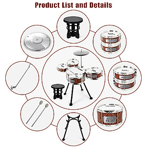 M SANMERSEN Kids Drum Set Jazz Drum Kit 8 Piece for Toddler Educational Percussion Musical Instruments Drum Toy Playset Xmas Gift for Boys Girls - Red