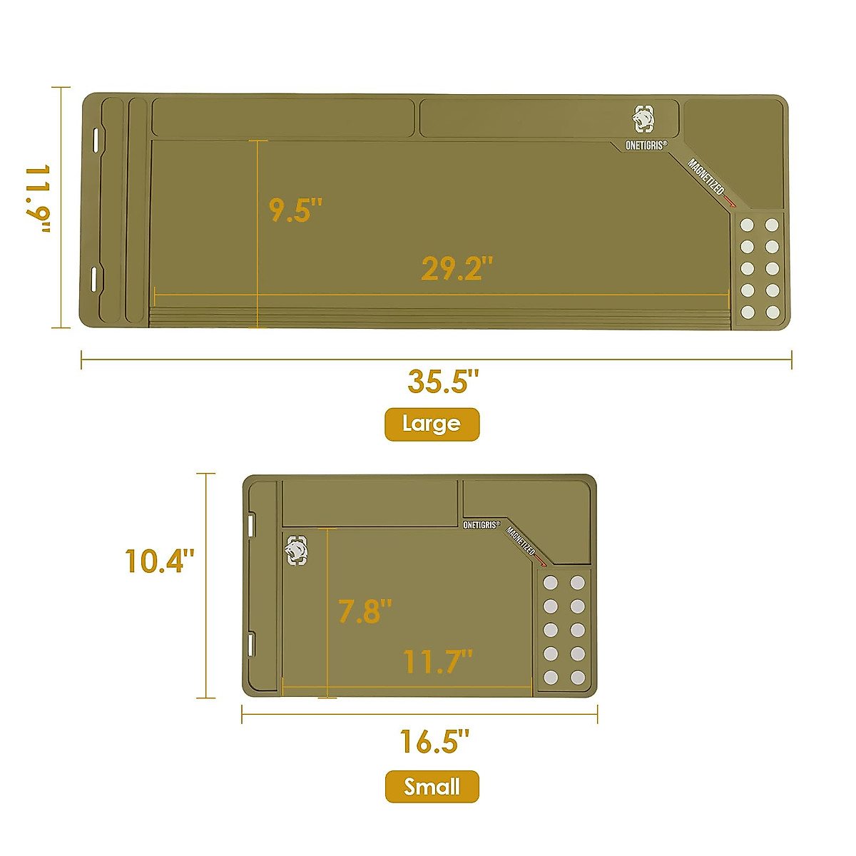 OneTigris Gun Cleaning Mat Rifle Pistol Gun Mat with Magnetic Dots, Non-Slip Oil Resistant Brown