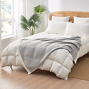 Snuggle Sac Heather Grey Throw Blanket for Couch, Reversible Throw Blanket Warm Cozy Knit Fuzzy Plush Lightweight for Sofa, Bed, Camping, Picnic, 50 x 60 inch