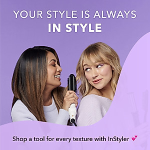 InStyler Freestyle 1” Ionic Ceramic Styler Round Hair Brush - Straighten, Wave or Curl Hair with Ionic Tip Barrel & Ceramic Heated Bristles - Helps Reduce Frizz for Easy Styling