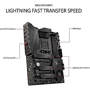 MSI Meg X570 Unify Motherboard (AMD AM4, DDR4, PCIe 4.0, SATA 6GB/s, M.2, USB 3.2 Gen 2, Ax Wi-Fi 6, Bluetooth 5, ATX)
