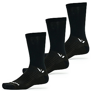 Swiftwick- PERFORMANCE SEVEN (3 Pairs) Cycling Socks, Wicking, Durable Crew (Black, X-Large)
