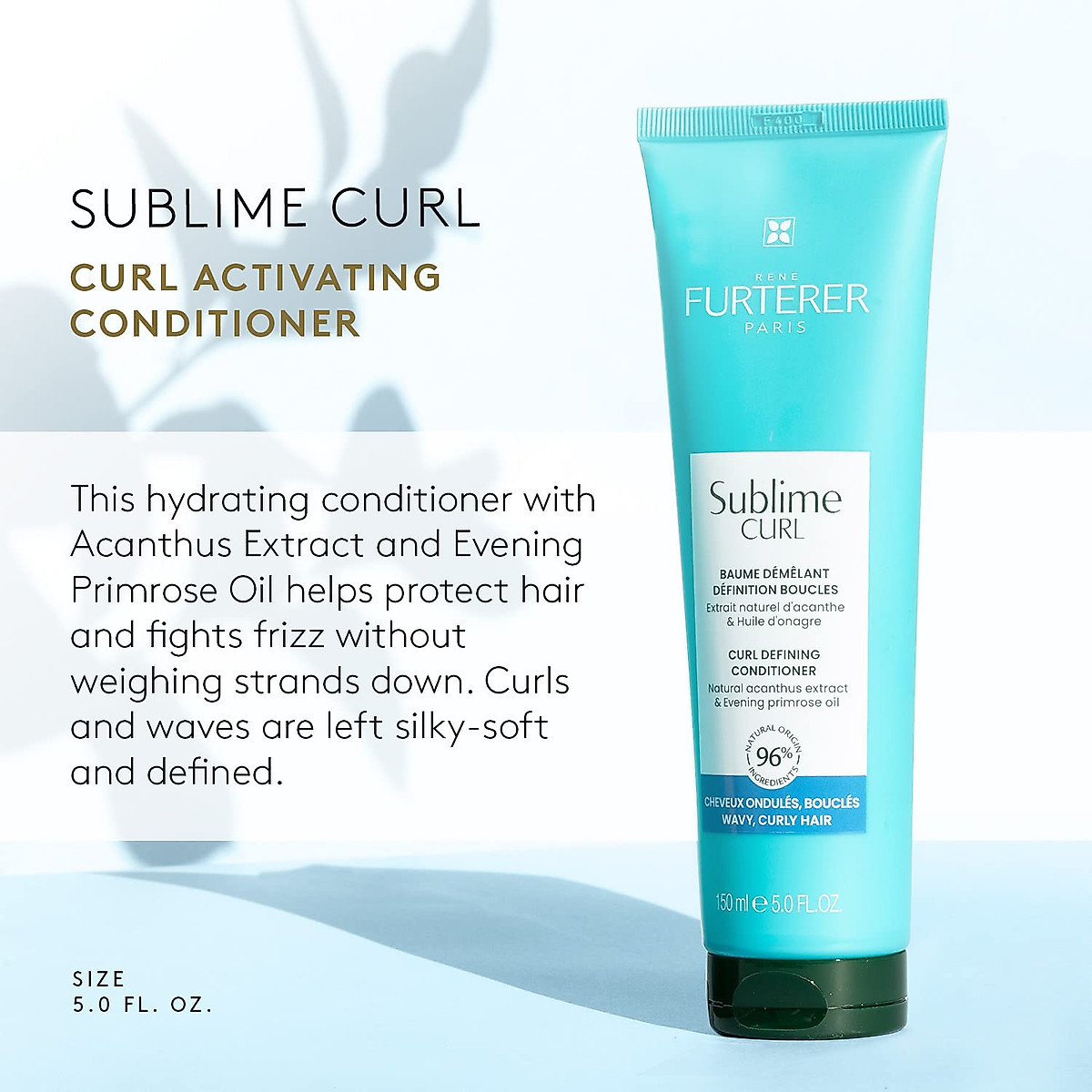 Rene Furterer SUBLIME CURL Curl Activating Conditioner, Curly Wavy Hair, Frizz Control, 5 oz.
