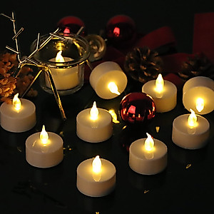 Vickiss Tea Lights Battery Operated Candles,Set of 24 LED Tea Lights Flameless Candles 200+ Hours Flickering Fake Tealights for Sweetest Day Wedding Home Decorations Party (24 Pack Warm Yellow)