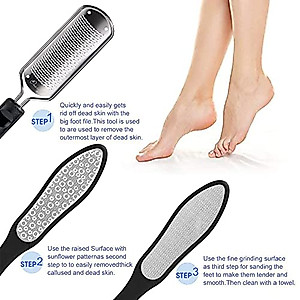 Oneleaf 2PCS Professional Pedicure Rasp Foot File Cracked Skin Corns Callus Remover for Extra Smooth and Beauty Foot (Black) (Black)