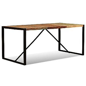 WHOPBXGAD Dining Table,Wooden bar Table, Industrial Restaurant bar Table Suitable for Living Room, Dining Room, Bistro Table,Solid Reclaimed Wood 70.9"