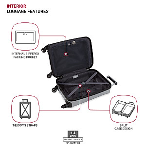 SwissGear 3750 Hardside Luggage with Spinner Wheels, Silver, Carry-On 18.5-Inch