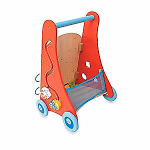 Nuby Wooden Baby Walker with Interactive Features for Early Development, Promotes Walking, Motor Skills, and Creativity