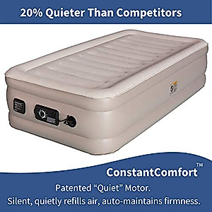 Aria Twin Inflatable Air Mattress with ConstantComfort Built-in Pump, Self-Inflating Air Bed Maintains Selected Firmness for Luxurious All-Night Sleep Comfort,Beige