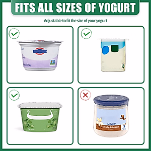 4 Pack Yogurt Organizer for Fridge, Yogurt Fridge Holder, Yogurt Holder with Adhesive Tapes for 3.75 Inch Yogurt, Yogurt Holder Tapes for Greek and Vegan Yogurt