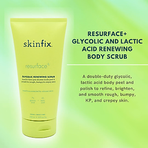 Skinfix Resurface+ Glycolic Renewing Scrub: A Double-Duty AHA BHA Exfoliant Scrub & Body Peel to Visibly Polish, Refine, Brighten & Smooth Rough, Bumpy & Crepey Skin Caused KP-Prone Skin, 8 Fl Oz